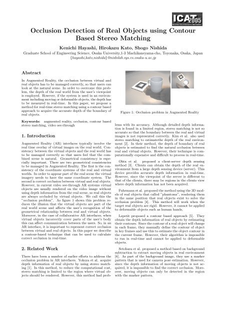 Occlusion Detection Of Real Objects Using Contour Based Stereo