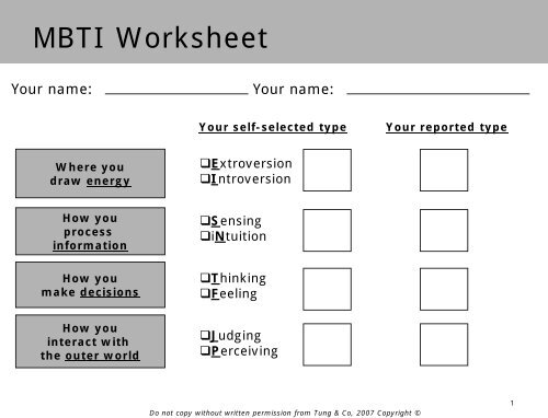 MBTI Worksheet