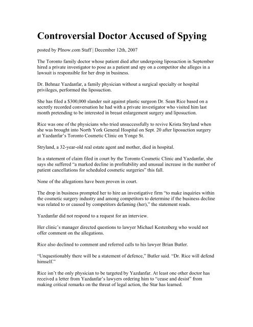 Controversial Doctor Accused of Spying - Investigative Consultants ...