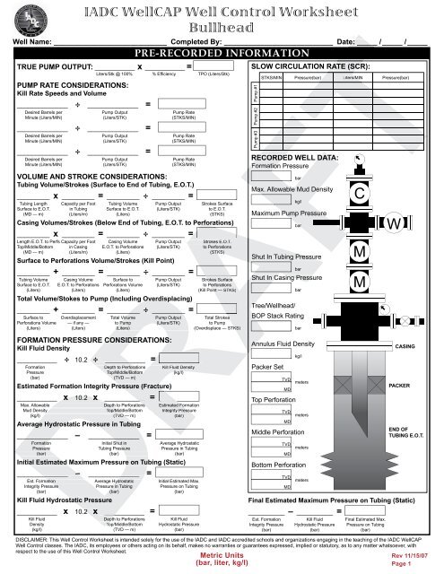 to download the Bullheading draft killsheet, Metric system - IADC