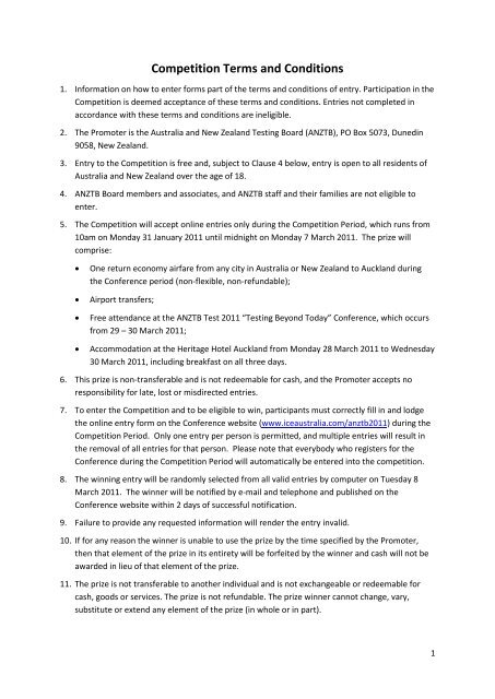 Competition Terms and Conditions - International Conferences and ...