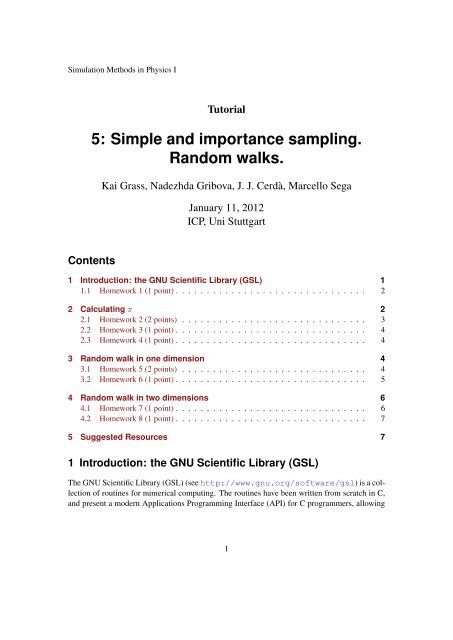 5 Simple And Importance Sampling Random Walks Institute For
