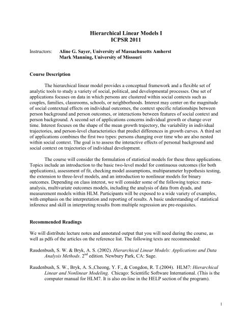 Introduction to Hierarchical Linear Models - icpsr