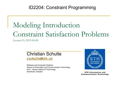 L03: Why Principles? Constraint Satisfaction Problems and Models