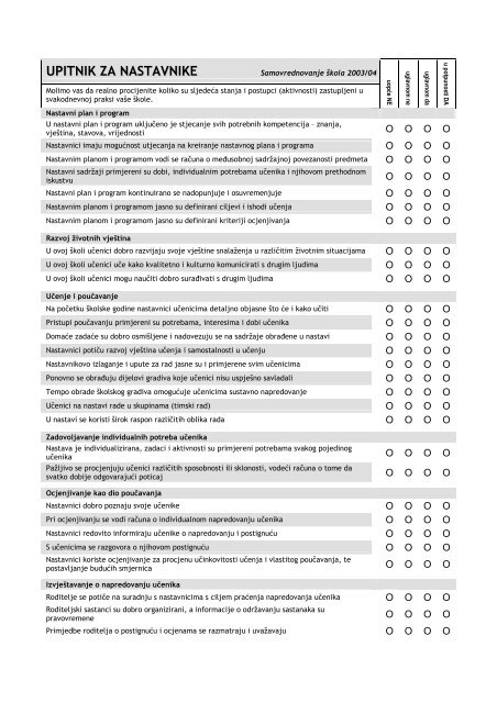 UPITNIK ZA NASTAVNIKE