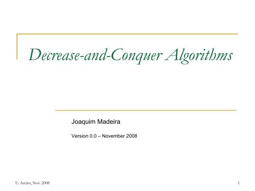 Decrease-and-Conquer Algorithms - Sweet