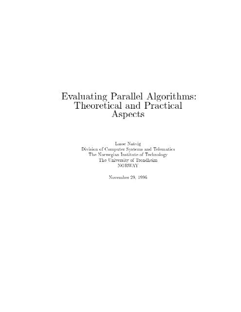 Evaluating Parallel Algorithms: Theoretical and ... - ResearchGate