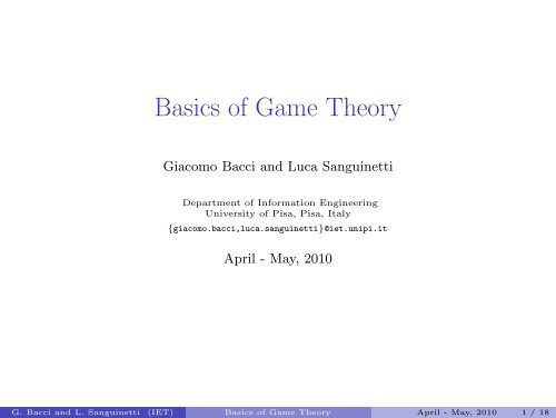 Basics of Game Theory