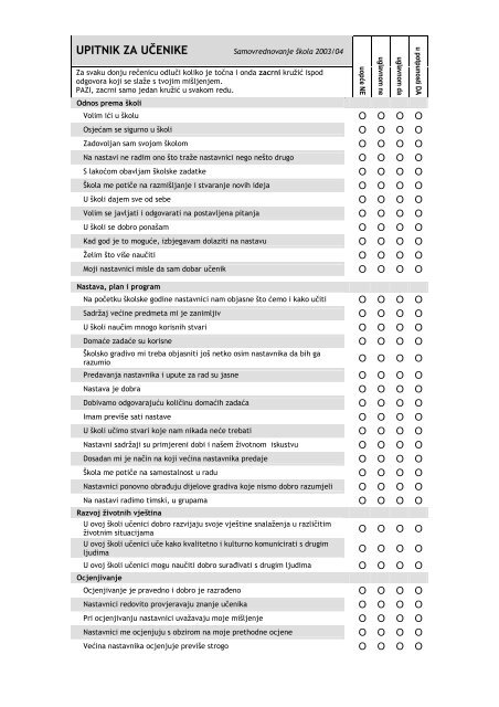 UPITNIK ZA UÄ ENIKE