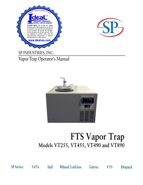 SP Industries FTP Vapor Trap, VT255, VT455, Vt490, VT890 ...