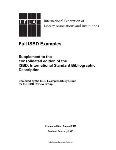 Full ISBD Examples - IFLA
