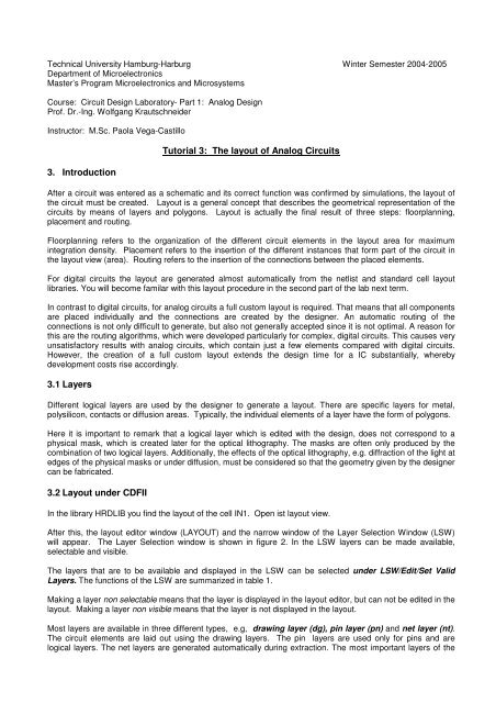 Tutorial 3 The Layout Of Analog Circuits 3 Introduction 31 Layers