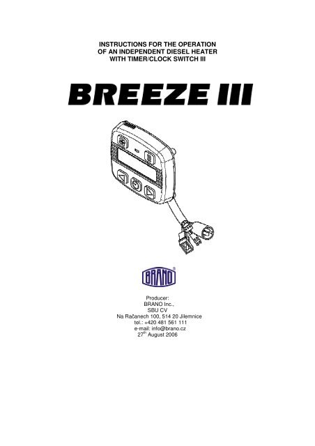 instructions for the operation of an independent diesel heater