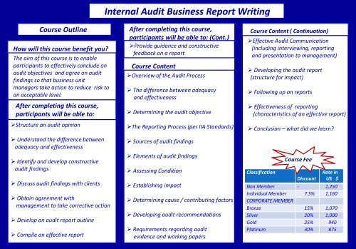 Internal Audit Business Report Writing - UAE IAA