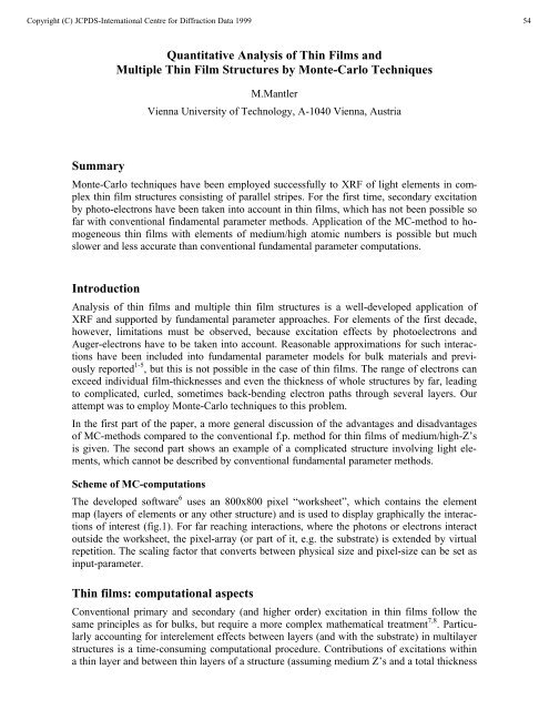 Quantitative Analysis of Thin Films and Multiple Thin Film ... - ICDD