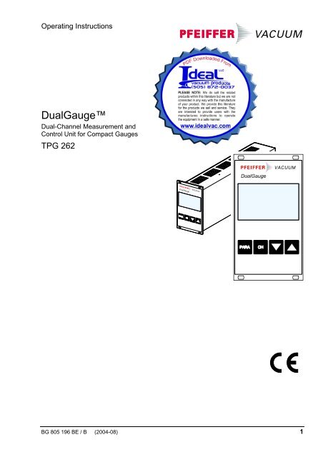 Pfeiffer, Dual Gauge TPG 262 Dual Channel Control Unit, for ...