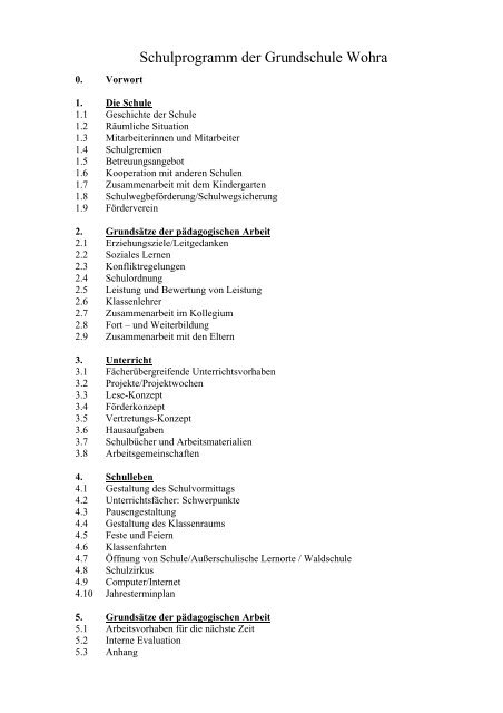 Schulprogramm der Grundschule Wohra