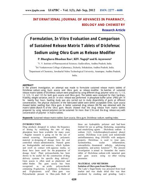 Formulation In Vitro Evaluation And Comparison Of Ijapbc