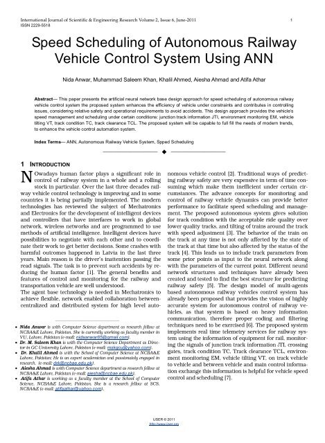 Speed Scheduling of Autonomous Railway Vehicle Control System ...