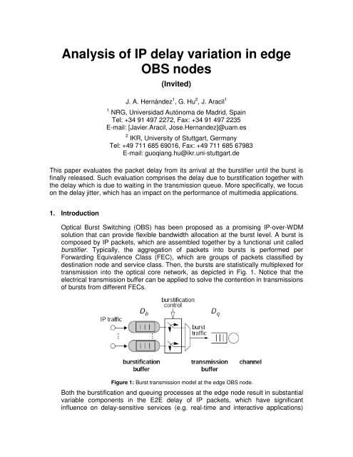Analysis of IP delay variation in edge OBS nodes