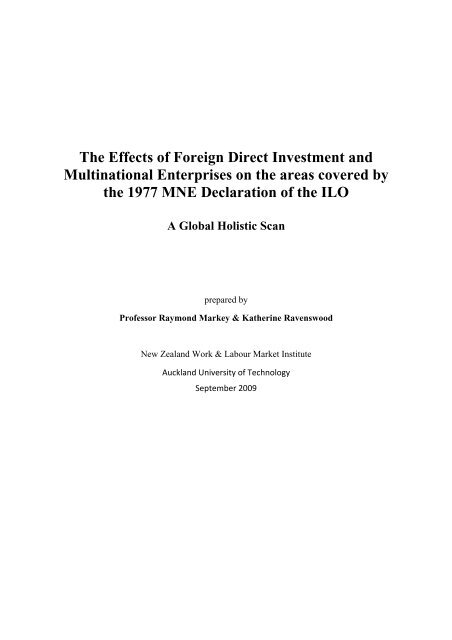 The effects of foreign direct investment and multinational enterprises ...