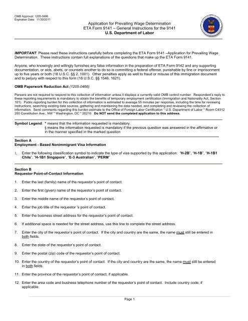 ETA Form 9141 – General Instructions - Nebraska Department of ...