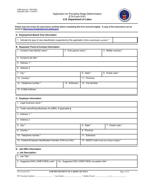 ETA-9141 - Nebraska Department of Labor