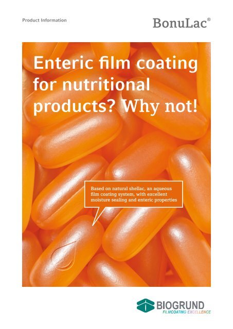 Enteric film coating for nutritional products? Why not! - BIOGRUND