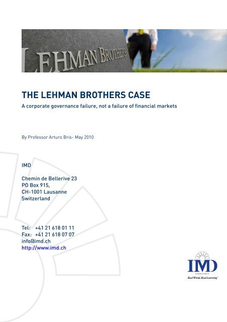 THE LEHMAN BROTHERS CASE - IMD