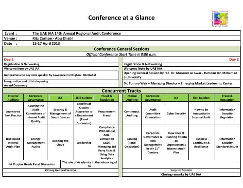 Conference at a Glance - UAE IAA
