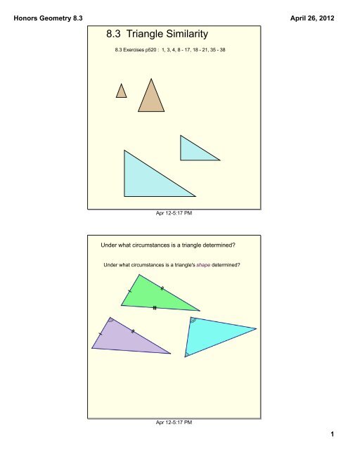 8.3 Triangle Similarity