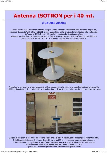 antenna isotron 40m - IN3ECI