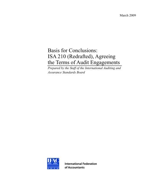 ISA 210 (Redrafted), Agreeing the Terms of Audit Engagements - IFAC