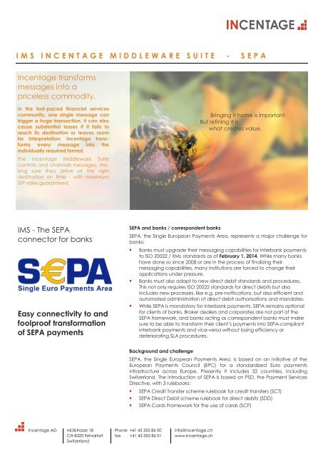 SEPA connector for banks (PDF) - Incentage AG