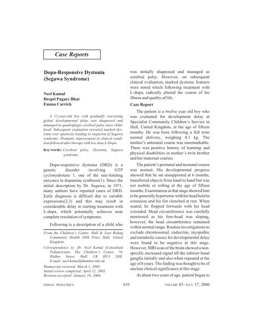 Dopa-responsive dystonia (Segawa syndrome) - medIND