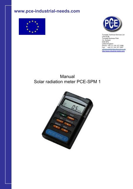 PCE-SPM 1 solar radiation meter - PCE Instruments UK Ltd
