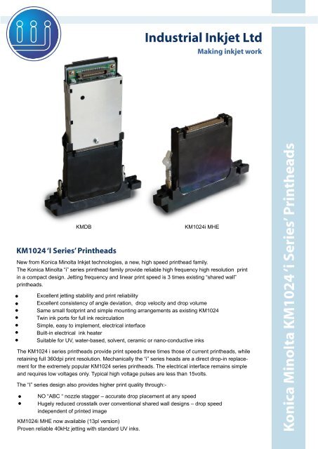 KM1024i Datasheet PDF - Industrial Inkjet Ltd.