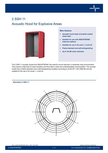 2 SSH 11 Acoustic Hood for Explosive Areas - Industronic
