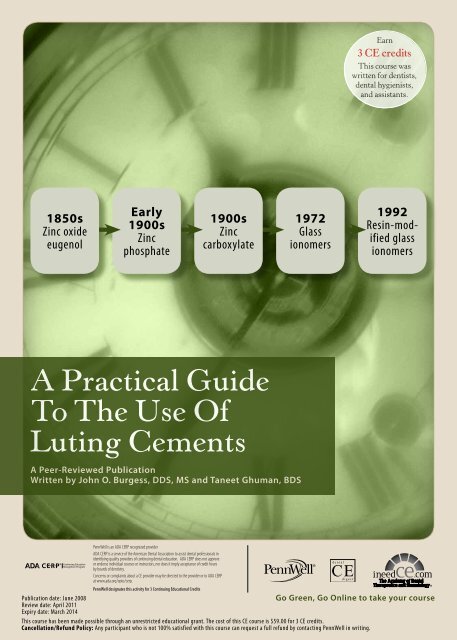 A Practical Guide to the Use of Luting Cements - IneedCE.com