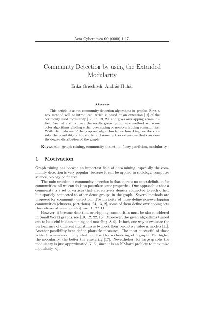 Community Detection by using the Extended Modularity