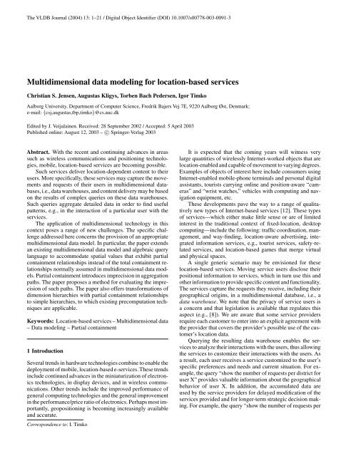 Multidimensional Data Modeling For Location Based Services