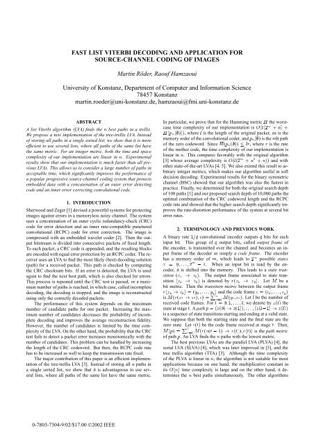 Fast List Viterbi Decoding and Application for Source-Channel ...