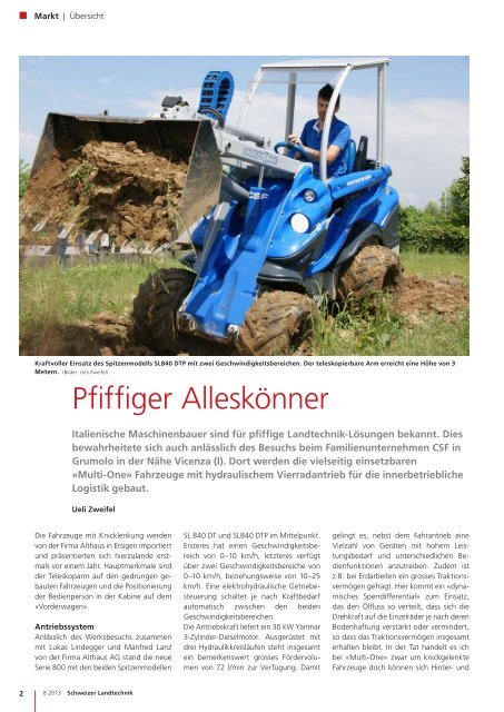 Bericht über CSF MultiOne im Magazin Schweizer ... - Althaus AG