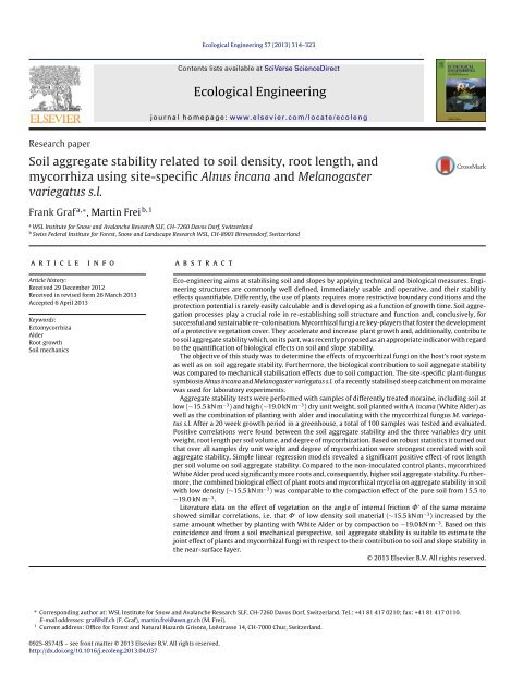 Soil aggregate stability related to soil density, root length, and ... - WSL