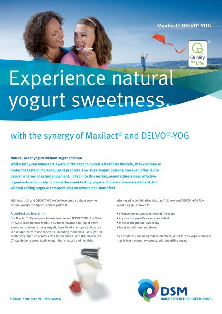 Experience natural yogurt sweetness. - DSM
