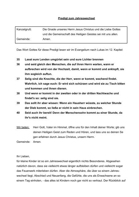 Lukas 12, 35-40 - SELK