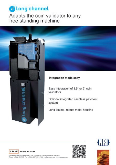 Adapts the coin validator to any free standing machine