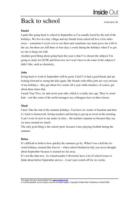 Inside Out Back to school