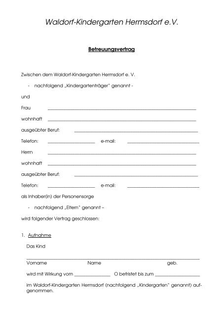 Betreuungsvertrag - Waldorf-Kindergarten Hermsdorf e.V.