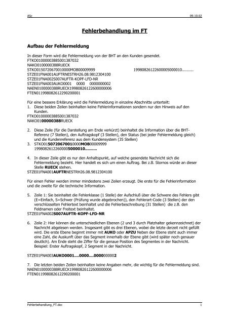 Aufbau und typische Arten von Fehlermeldung